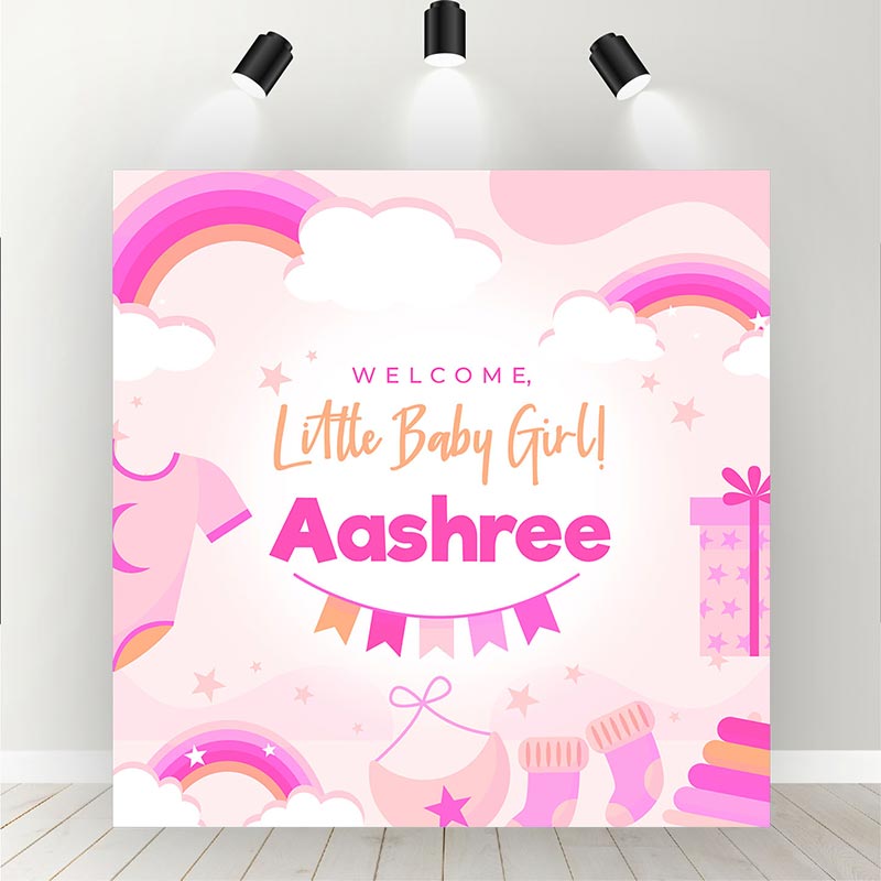 Welcome Baby Girl Backdrop – Precious Party Prints