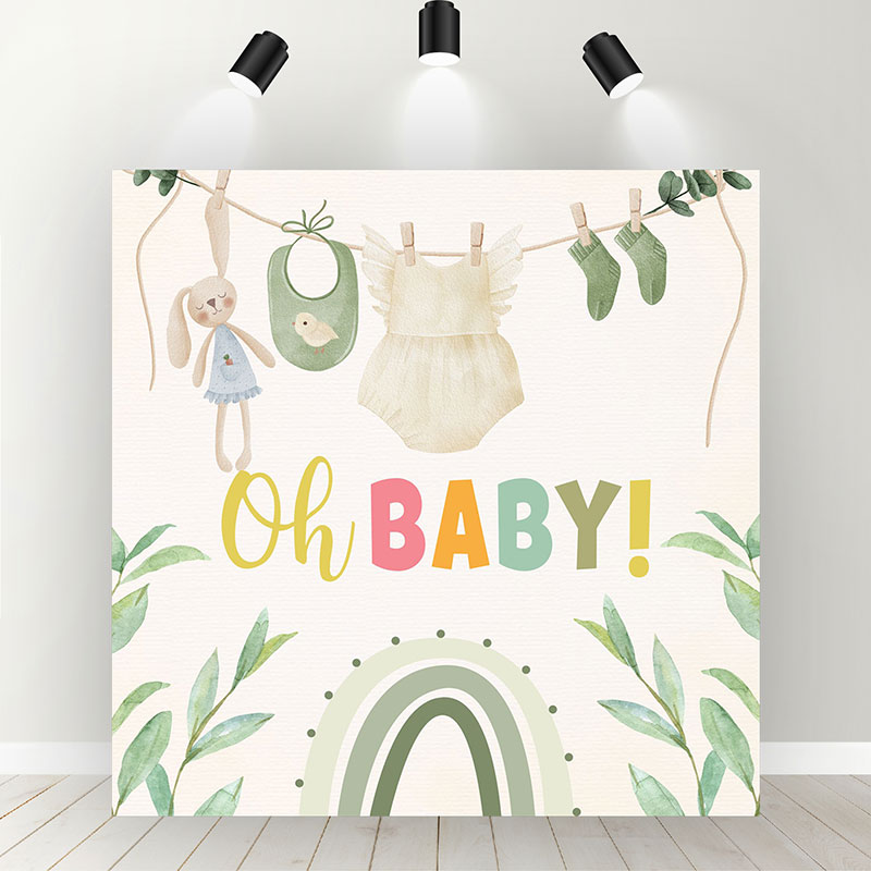 Green Watercolor Baby Shower Backdrop – Precious Party Prints